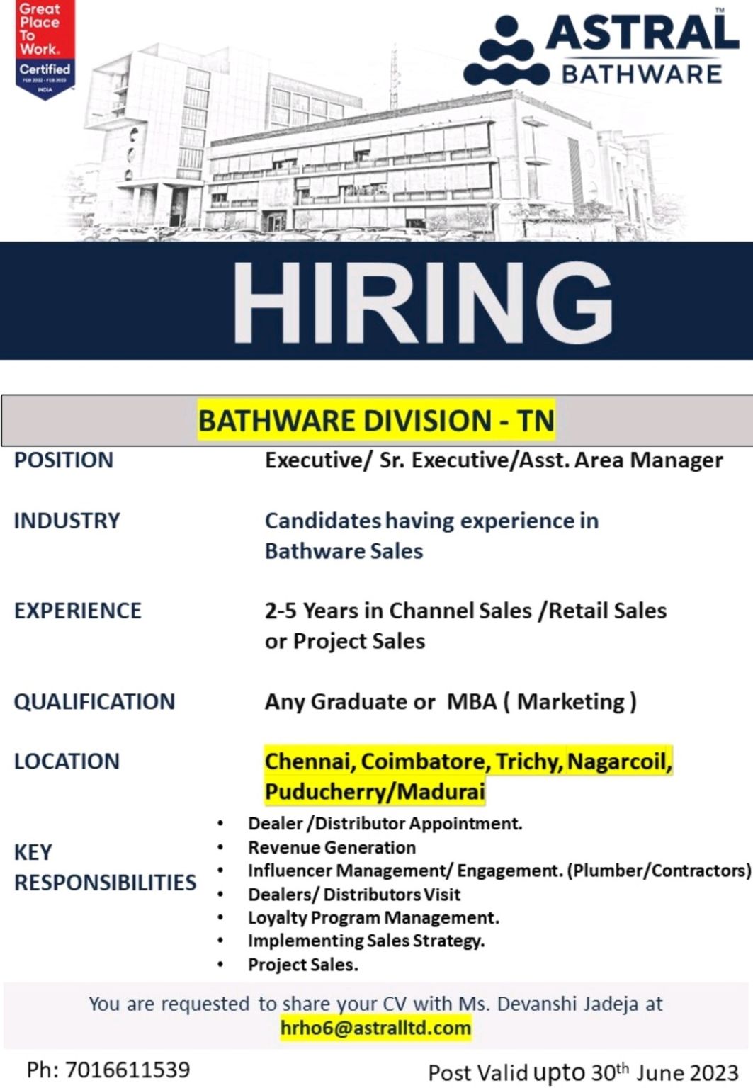 Vaibhav Pathak on LinkedIn: #hiring #astralbathware #astral # ... Vaibhav Pathak on LinkedIn: #hiring #astralbathware #astral # ...