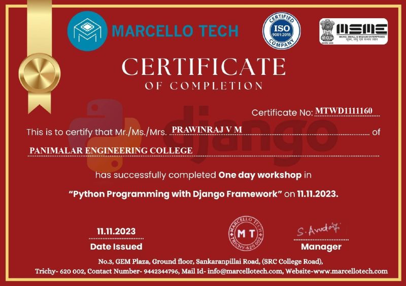Prawin raj on LinkedIn: #python #django Prawin raj on LinkedIn: #python #django