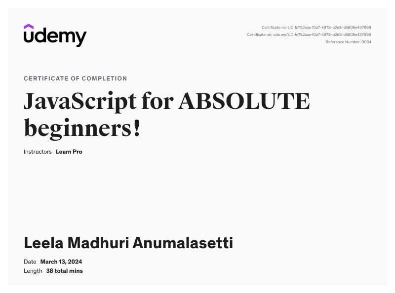 Leela Madhuri on LinkedIn: #javascript #webdevelopment #codingjourney Leela Madhuri on LinkedIn: #javascript #webdevelopment #codingjourney