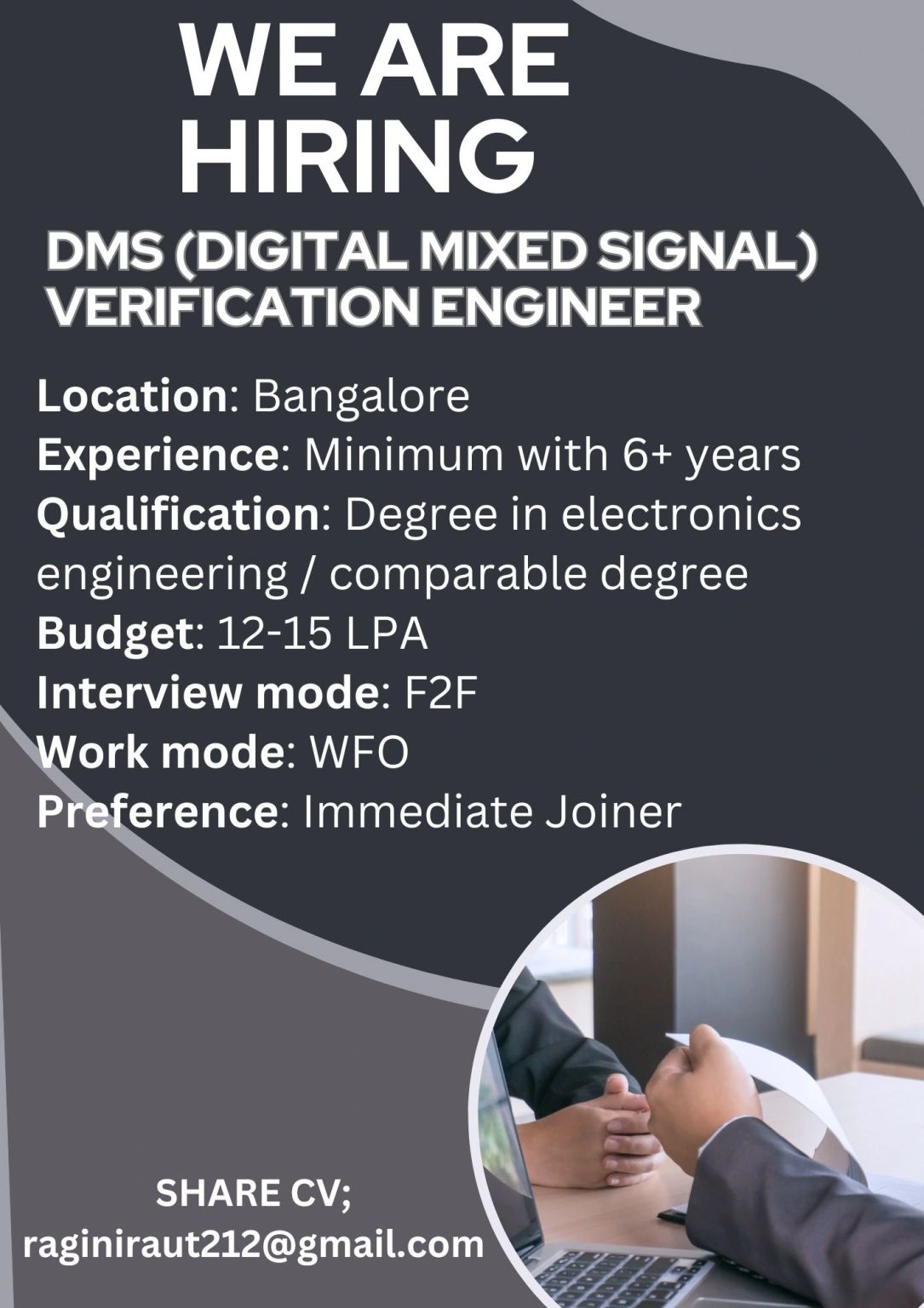 Ragini Raut on LinkedIn: #dmsverificationengineer #dms #verification # ... Ragini Raut on LinkedIn: #dmsverificationengineer #dms #verification # ...