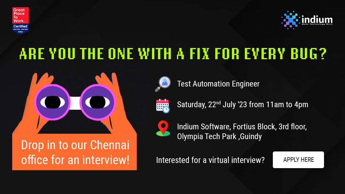Indium Software on LinkedIn: Indium Software - Test Automation Engineer ... Indium Software on LinkedIn: Indium Software - Test Automation Engineer ...