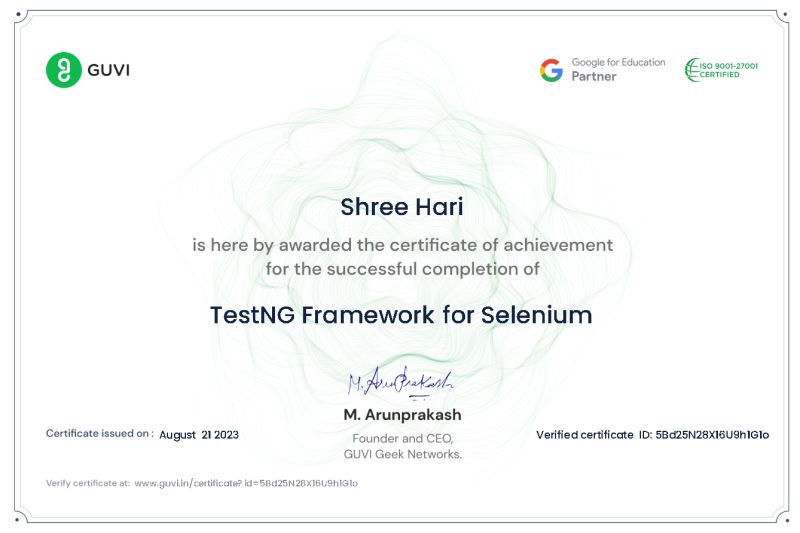 Shreehari S on LinkedIn: #automationtesting #seleniumautomation #testng ... Shreehari S on LinkedIn: #automationtesting #seleniumautomation #testng ...