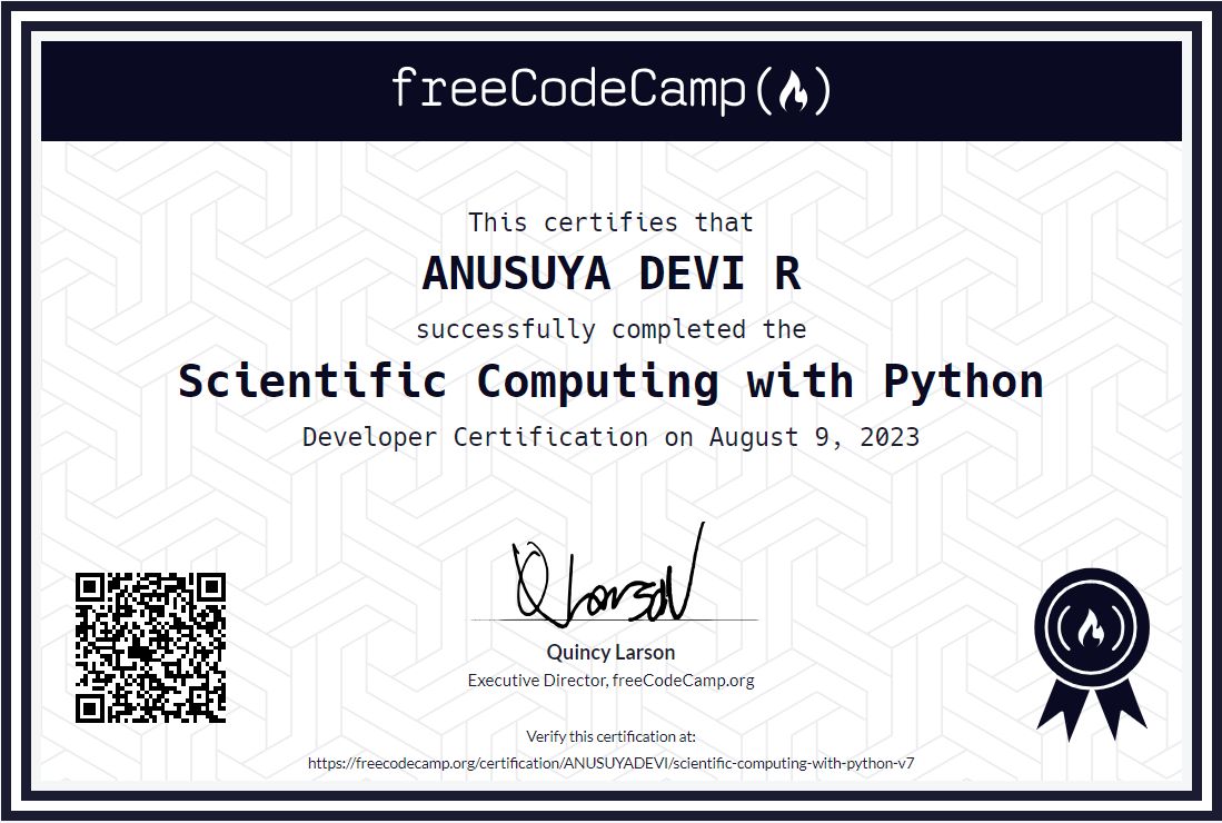 Anusuya Devi R on LinkedIn: #freecodecamp #python Anusuya Devi R on LinkedIn: #freecodecamp #python