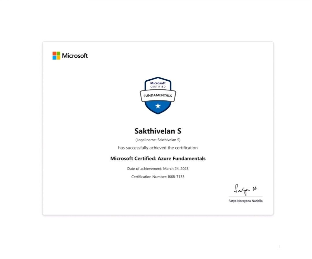Sakthivelan S on LinkedIn: #az900 #microsoftcertification #azure Sakthivelan S on LinkedIn: #az900 #microsoftcertification #azure