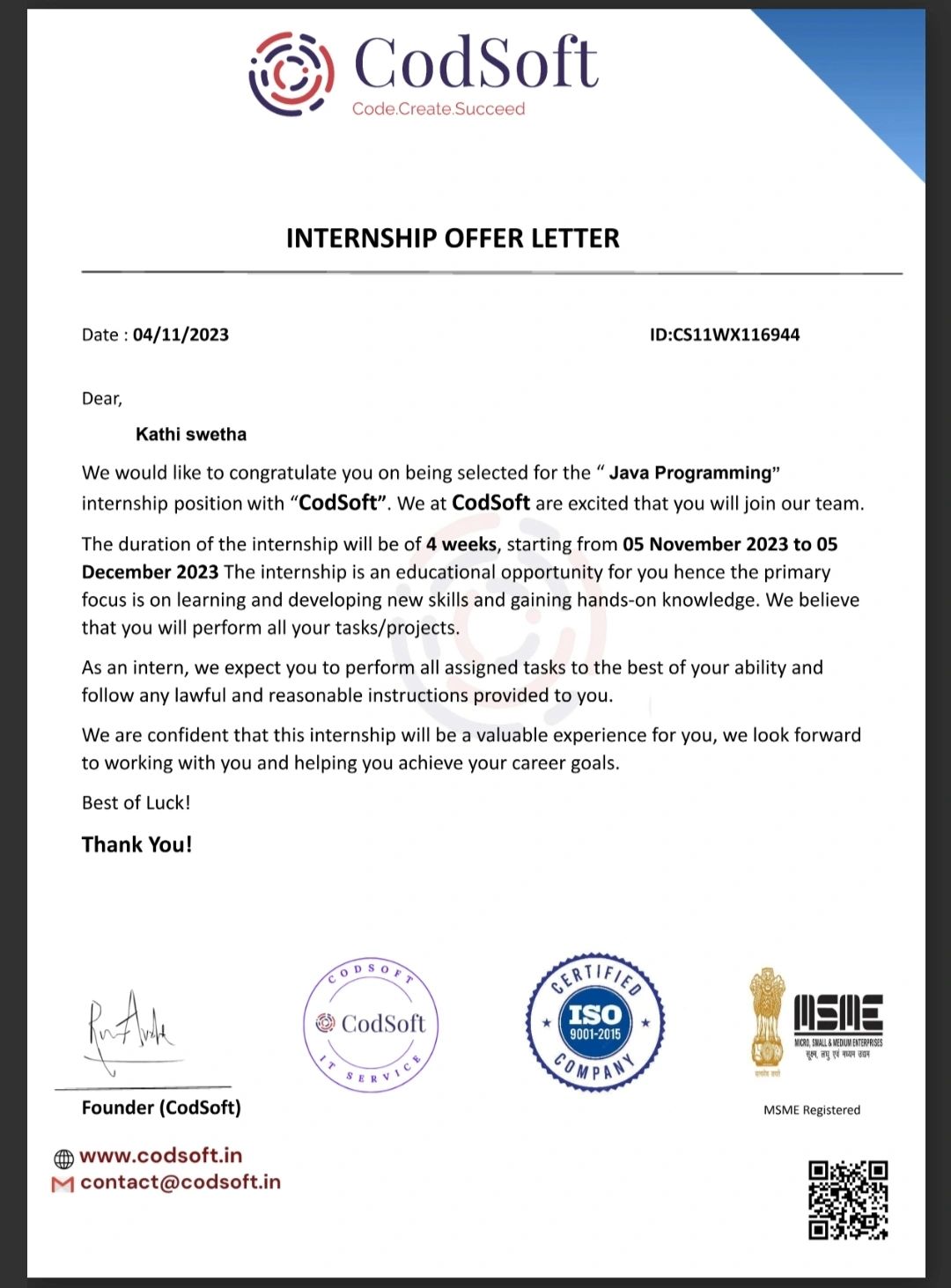 Swetha Reddy kathi on LinkedIn: #codesoftinternship Swetha Reddy kathi on LinkedIn: #codesoftinternship