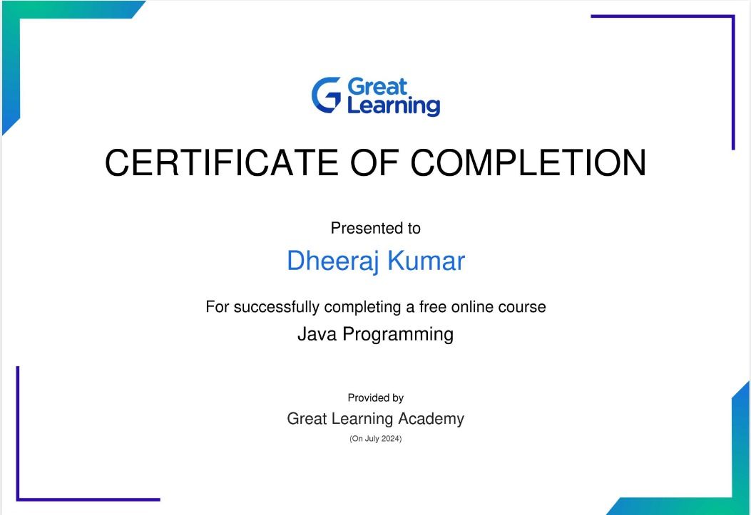 Dheeraj Kumar on LinkedIn: #java #programming #greatlearning # ... Dheeraj Kumar on LinkedIn: #java #programming #greatlearning # ...