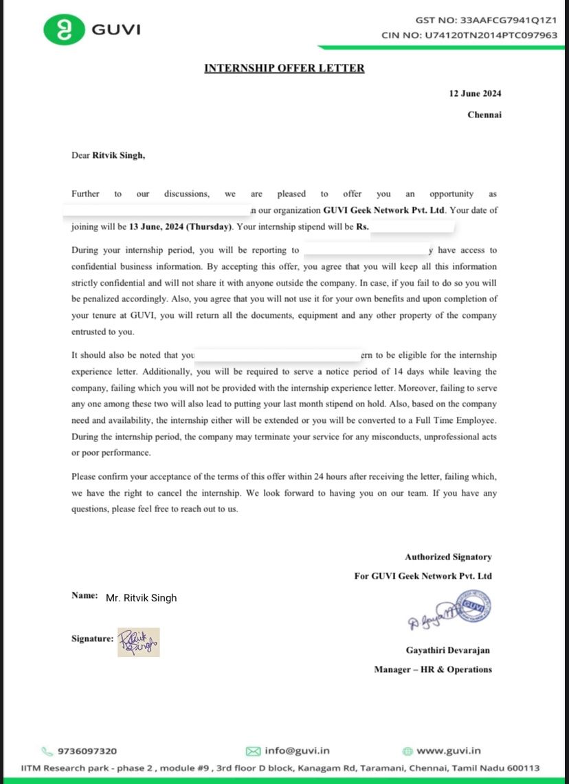 Ritvik Singh on LinkedIn: #internship #edtech #guvi #hcl Ritvik Singh on LinkedIn: #internship #edtech #guvi #hcl