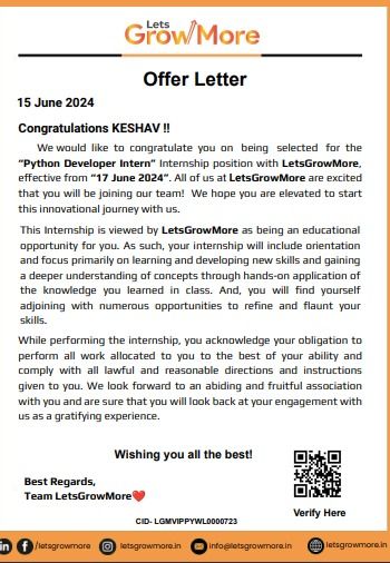 Keshav Verma on LinkedIn: #newbeginnings #internship #letsgrowmore # ... Keshav Verma on LinkedIn: #newbeginnings #internship #letsgrowmore # ...