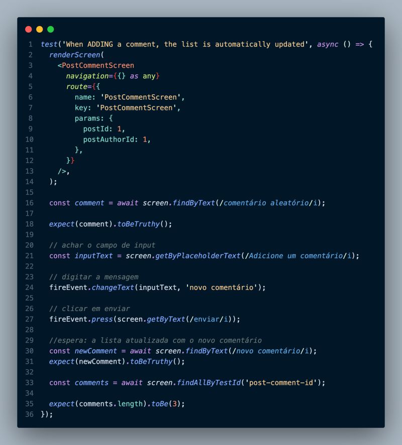 Lucas Garcez no LinkedIn: #reactnative #tests #typescript #javascript # ... Lucas Garcez no LinkedIn: #reactnative #tests #typescript #javascript # ...