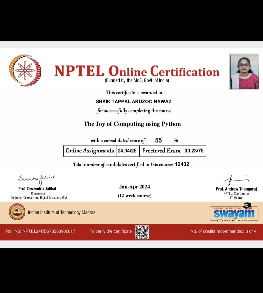 Aruzoo Nawaz Shaik Tappal on LinkedIn: #python #programming #nptel # ... Aruzoo Nawaz Shaik Tappal on LinkedIn: #python #programming #nptel # ...
