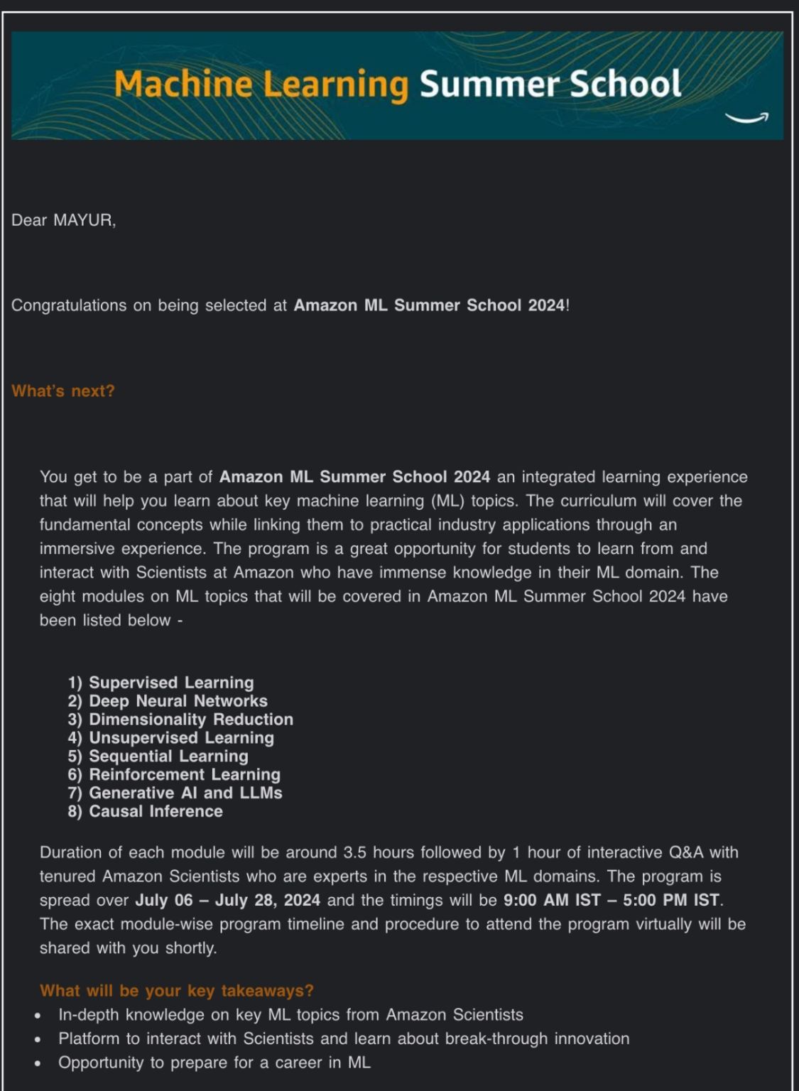 Mayur Parvatikar on LinkedIn: #amazonmlsummerschool #machinelearning # ... Mayur Parvatikar on LinkedIn: #amazonmlsummerschool #machinelearning # ...