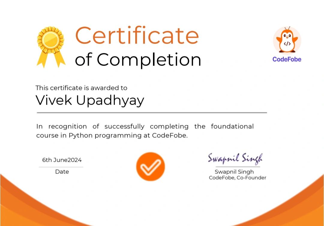 Vivek Upadhyay on LinkedIn: #python #coding #learning #codefobe # ... Vivek Upadhyay on LinkedIn: #python #coding #learning #codefobe # ...