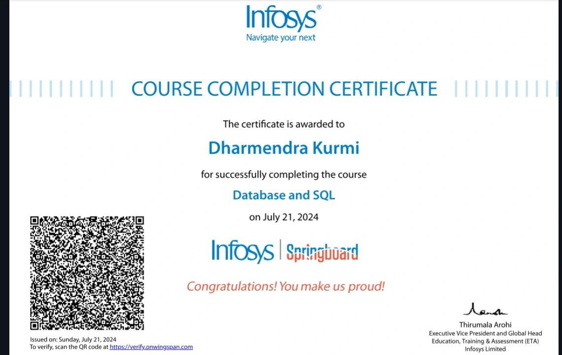 Dharmendra Kurmi on LinkedIn: #database #sql #infosys #database #dbms #sql Dharmendra Kurmi on LinkedIn: #database #sql #infosys #database #dbms #sql