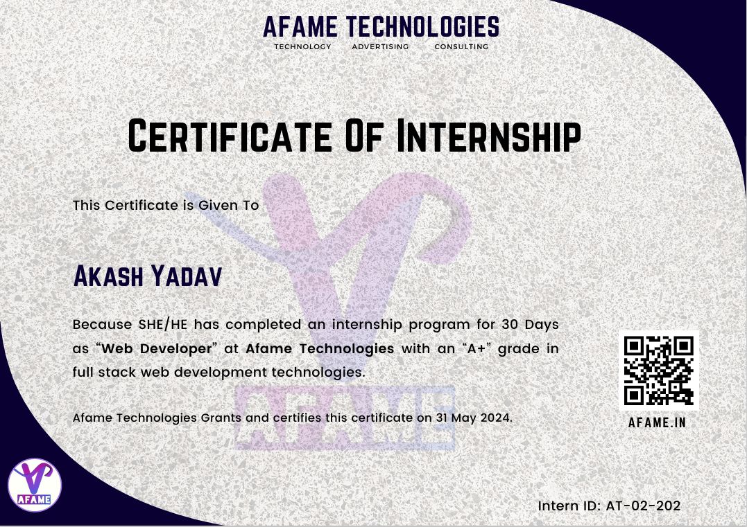 Akash Yadav on LinkedIn: #internship #professionalgrowth #careerdevelopment Akash Yadav on LinkedIn: #internship #professionalgrowth #careerdevelopment