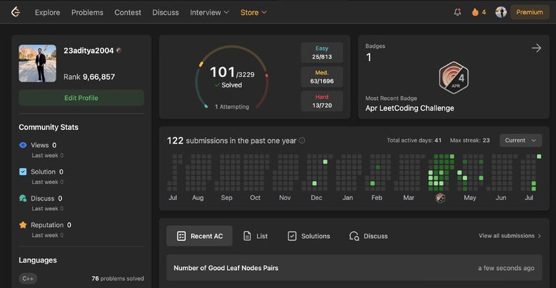 Aditya Kumar on LinkedIn: #coding #leetcode #milestone # ... Aditya Kumar on LinkedIn: #coding #leetcode #milestone # ...