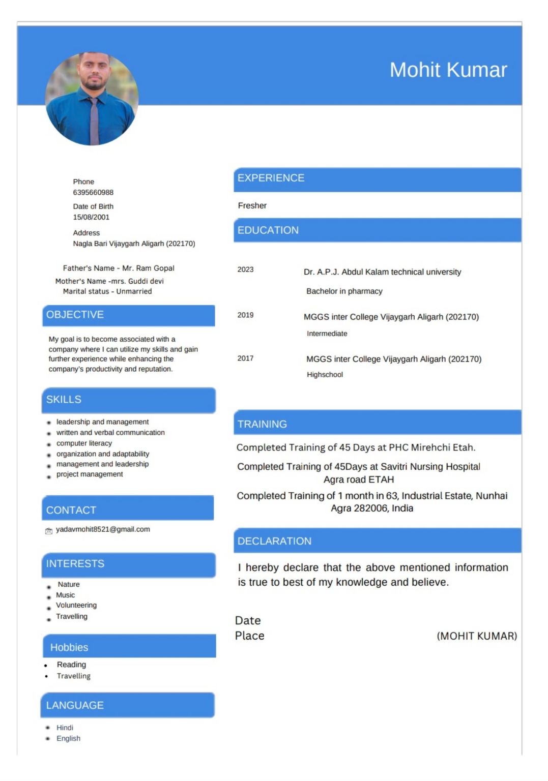 Drx Mohit Yadav on LinkedIn: My name is mohit kumar . I have completed ... Drx Mohit Yadav on LinkedIn: My name is mohit kumar . I have completed ...