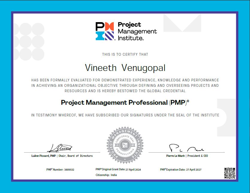 Vineeth Venugopal on LinkedIn: #pmp Vineeth Venugopal on LinkedIn: #pmp