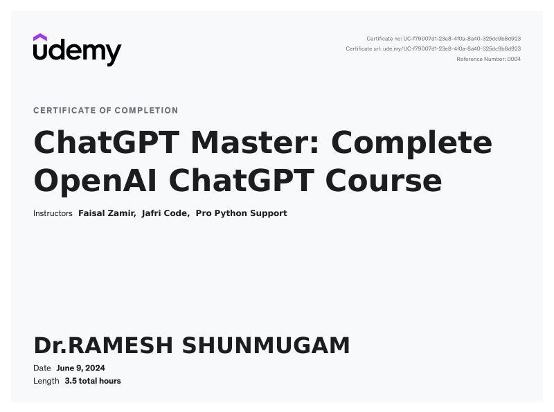 Dr Ramesh on LinkedIn: ChatGPT Master: Complete OpenAI ChatGPT Course Dr Ramesh on LinkedIn: ChatGPT Master: Complete OpenAI ChatGPT Course