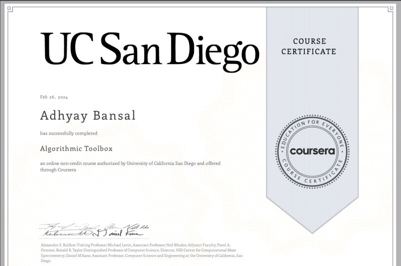 Adhyay Bansal on LinkedIn: #algorithmictoolbox #bennettuniversity # ... Adhyay Bansal on LinkedIn: #algorithmictoolbox #bennettuniversity # ...