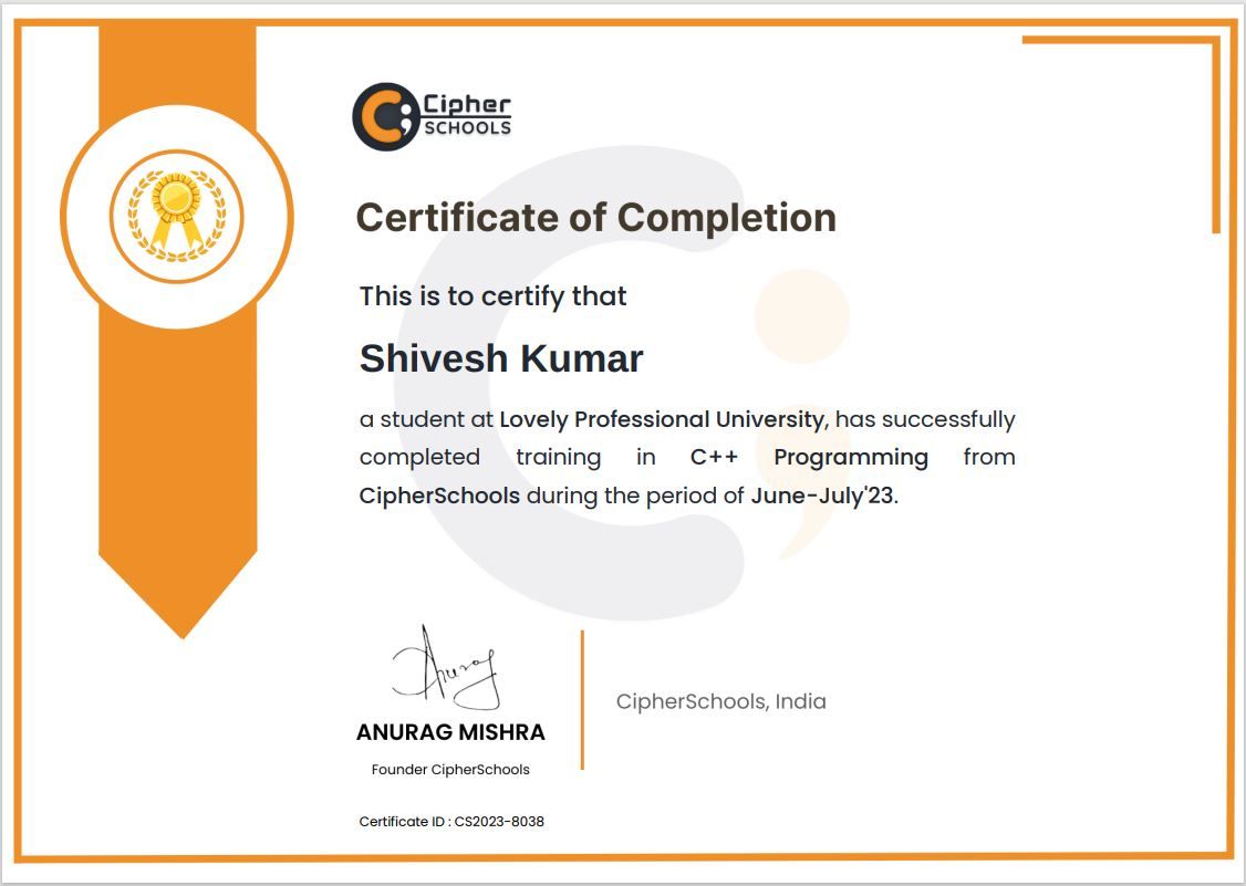 Shivesh kumar on LinkedIn: #cipherschool #cpp #cplusplus Shivesh kumar on LinkedIn: #cipherschool #cpp #cplusplus