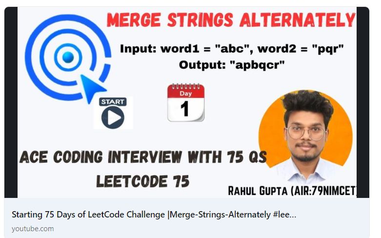 RAHUL GUPTA on LinkedIn: #leetcodechallenge #75dayschallenge # ... RAHUL GUPTA on LinkedIn: #leetcodechallenge #75dayschallenge # ...