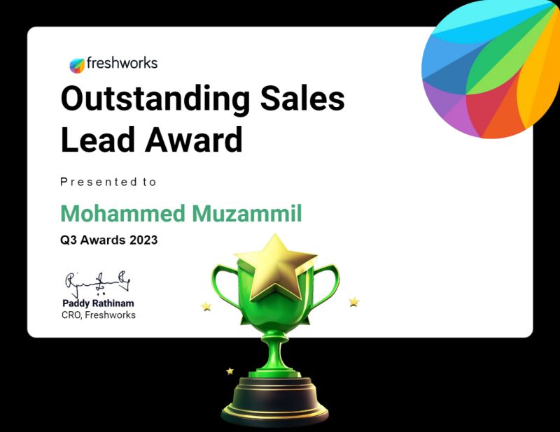 Mohammed Muzammil on LinkedIn: #sales #awards #saas #grateful #freshworks Mohammed Muzammil on LinkedIn: #sales #awards #saas #grateful #freshworks