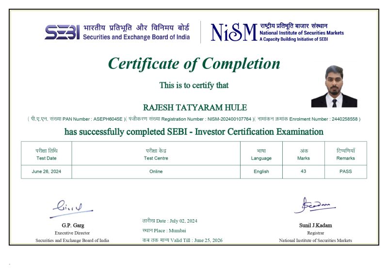 Rajesh Hule on LinkedIn: #sebi #investment #certification # ... Rajesh Hule on LinkedIn: #sebi #investment #certification # ...