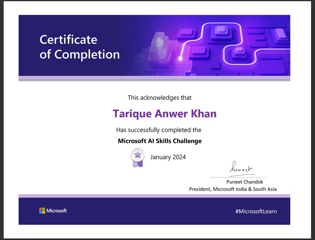 Tarique Anwer Khan on LinkedIn: #microsoft #microsoftlearn # ... Tarique Anwer Khan on LinkedIn: #microsoft #microsoftlearn # ...