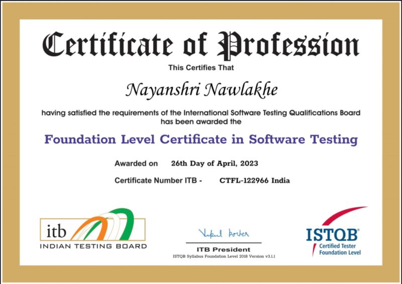 Nayanshri Nawlakhe on LinkedIn: ISTQB certified! 😊 | 12 comments Nayanshri Nawlakhe on LinkedIn: ISTQB certified! 😊 | 12 comments
