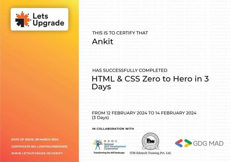 Ankit Gujjar on LinkedIn: #htmlcss #zerotohero #letsupgrade Ankit Gujjar on LinkedIn: #htmlcss #zerotohero #letsupgrade