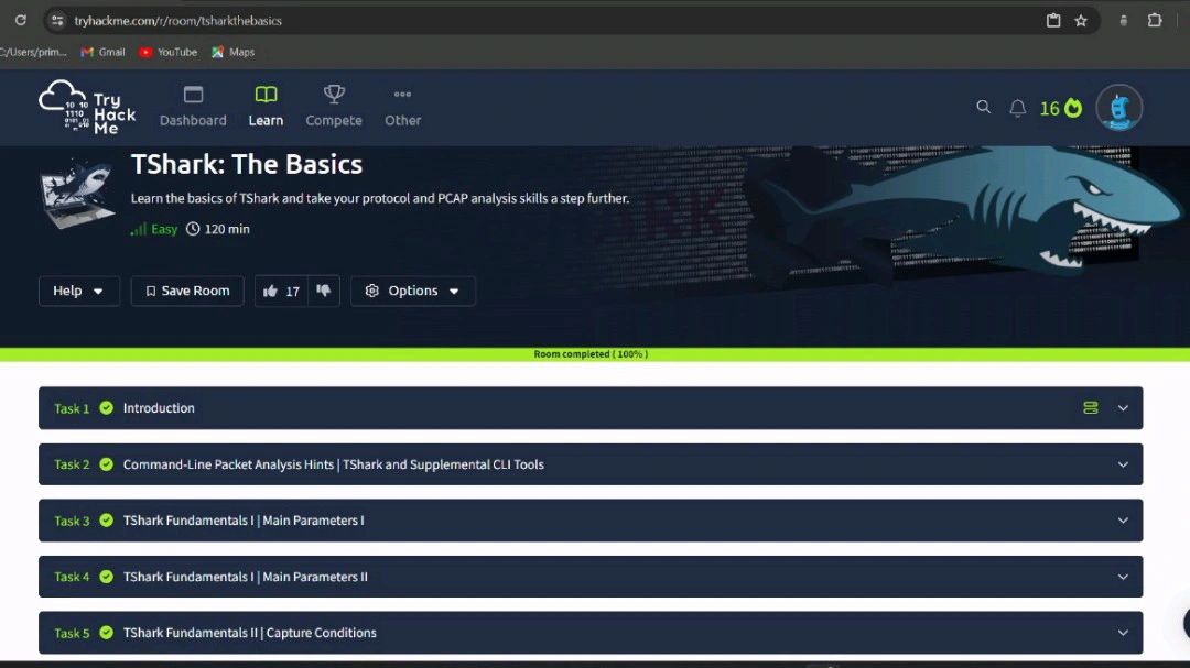 RAJKUMAR K S on LinkedIn: Just completed the Tshark room on TryHackMe RAJKUMAR K S on LinkedIn: Just completed the Tshark room on TryHackMe