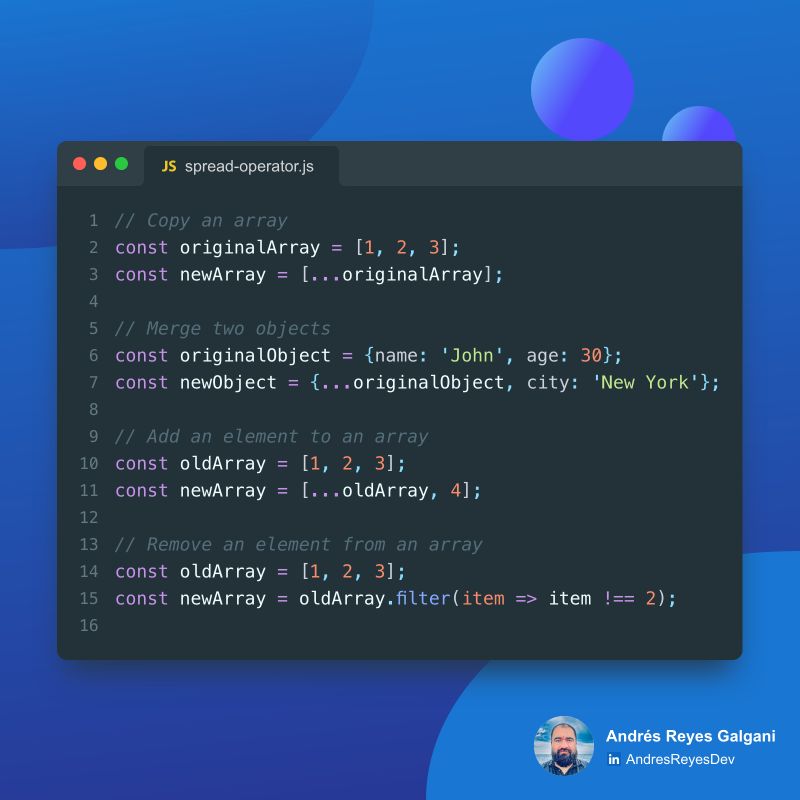 Andrés Reyes Galgani on LinkedIn: #spreadoperator #javascript # ... Andrés Reyes Galgani on LinkedIn: #spreadoperator #javascript # ...