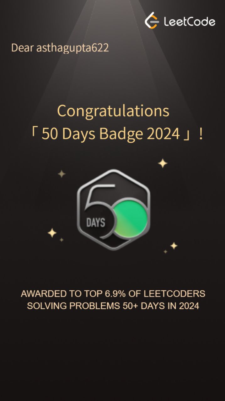 Astha Gupta on LinkedIn: #progress #dsa #leetcode Astha Gupta on LinkedIn: #progress #dsa #leetcode