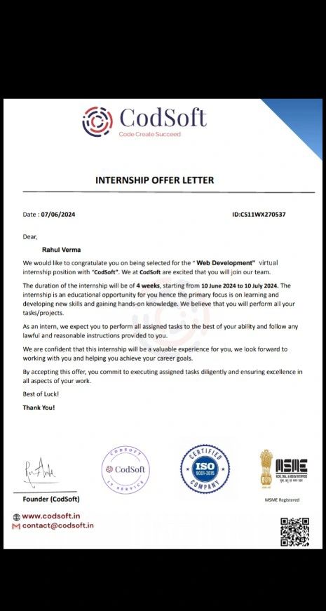 Rahul Verma on LinkedIn: #codsoft #codsoftinternship #codsoft Rahul Verma on LinkedIn: #codsoft #codsoftinternship #codsoft