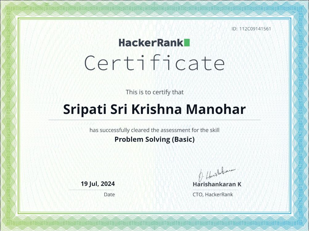 Manohar Sripati on LinkedIn: #dsa #problemsolving #hackerrank #jobs # ... Manohar Sripati on LinkedIn: #dsa #problemsolving #hackerrank #jobs # ...