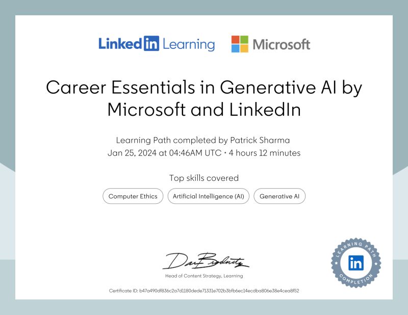 Patrick Sharma on LinkedIn: Certificate of Completion Patrick Sharma on LinkedIn: Certificate of Completion