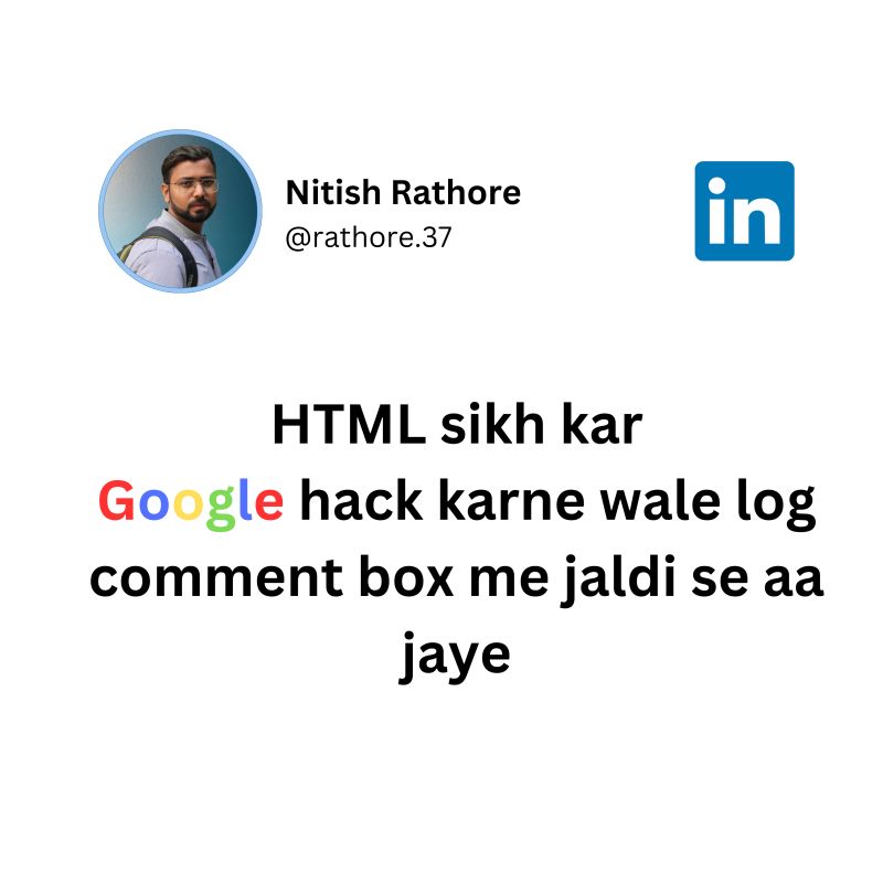 Nitish Rathore on LinkedIn: #fun #html #freshers #innovative #students Nitish Rathore on LinkedIn: #fun #html #freshers #innovative #students