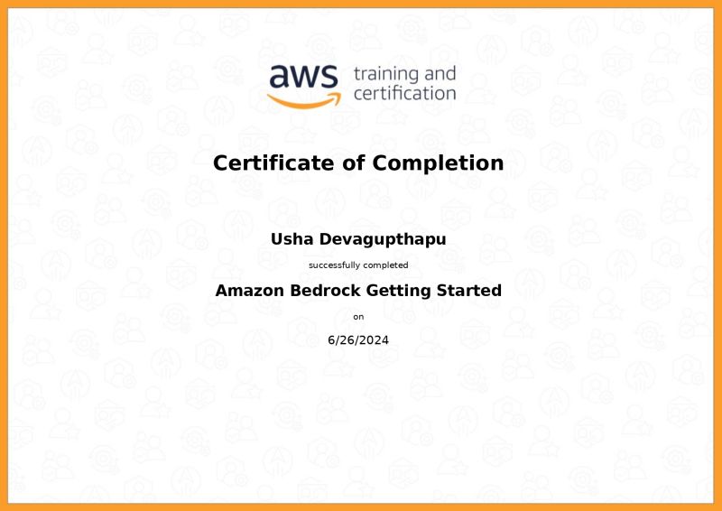 Devagupthapu Usha on LinkedIn: #aws #amazonbedrock #continuouslearning #ai Devagupthapu Usha on LinkedIn: #aws #amazonbedrock #continuouslearning #ai