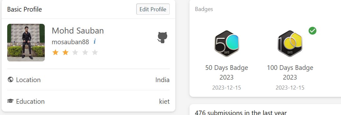 Completed 100 Days LeetCode challenge! | Mohd Sauban posted on the ... Completed 100 Days LeetCode challenge! | Mohd Sauban posted on the ...