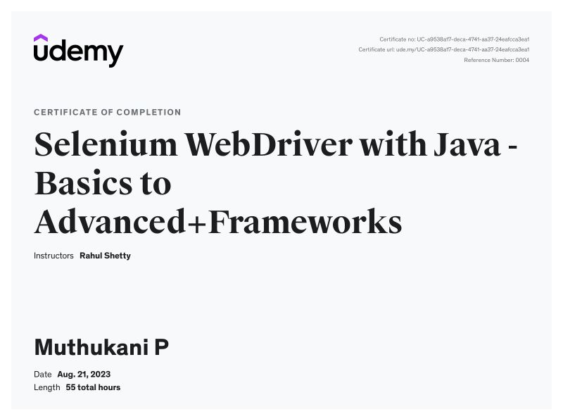 Muthukani P. on LinkedIn: #seleniumjava #selenium #seleniumautomation # ... Muthukani P. on LinkedIn: #seleniumjava #selenium #seleniumautomation # ...
