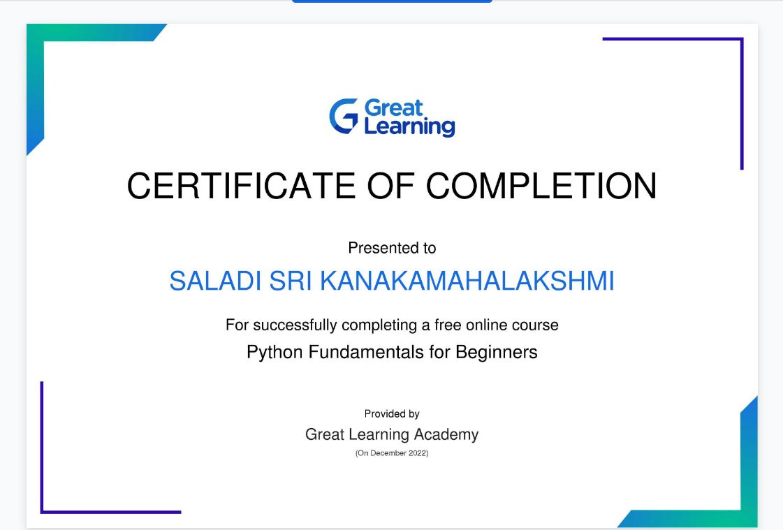 Sri Kanaka Mahalakshmi Saladi on LinkedIn: #python #learning # ... Sri Kanaka Mahalakshmi Saladi on LinkedIn: #python #learning # ...