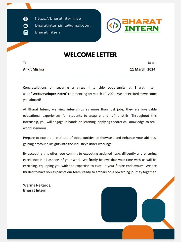Ankit Mishra on LinkedIn: #bharatinternship #bharatintern #kiet Ankit Mishra on LinkedIn: #bharatinternship #bharatintern #kiet