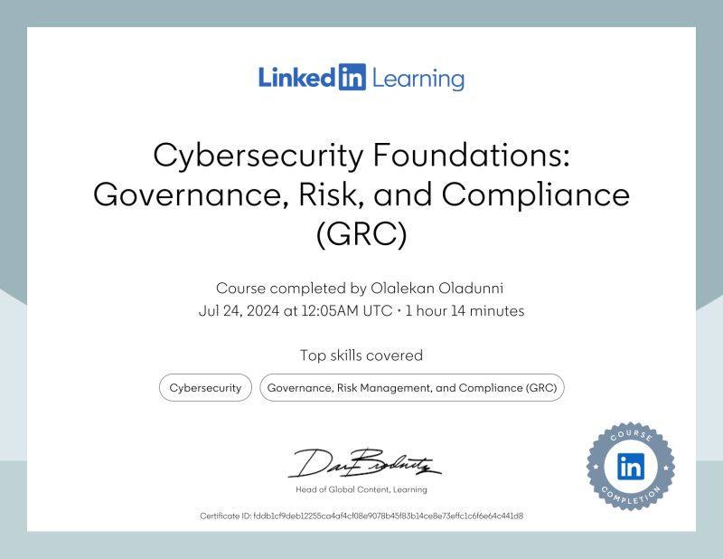 Olalekan Oladunni on LinkedIn: Certificate of Completion Olalekan Oladunni on LinkedIn: Certificate of Completion