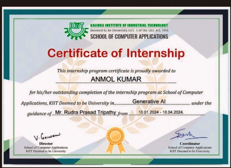 ANMOL KUMAR on LinkedIn: #internship #generativeai #kiit ANMOL KUMAR on LinkedIn: #internship #generativeai #kiit