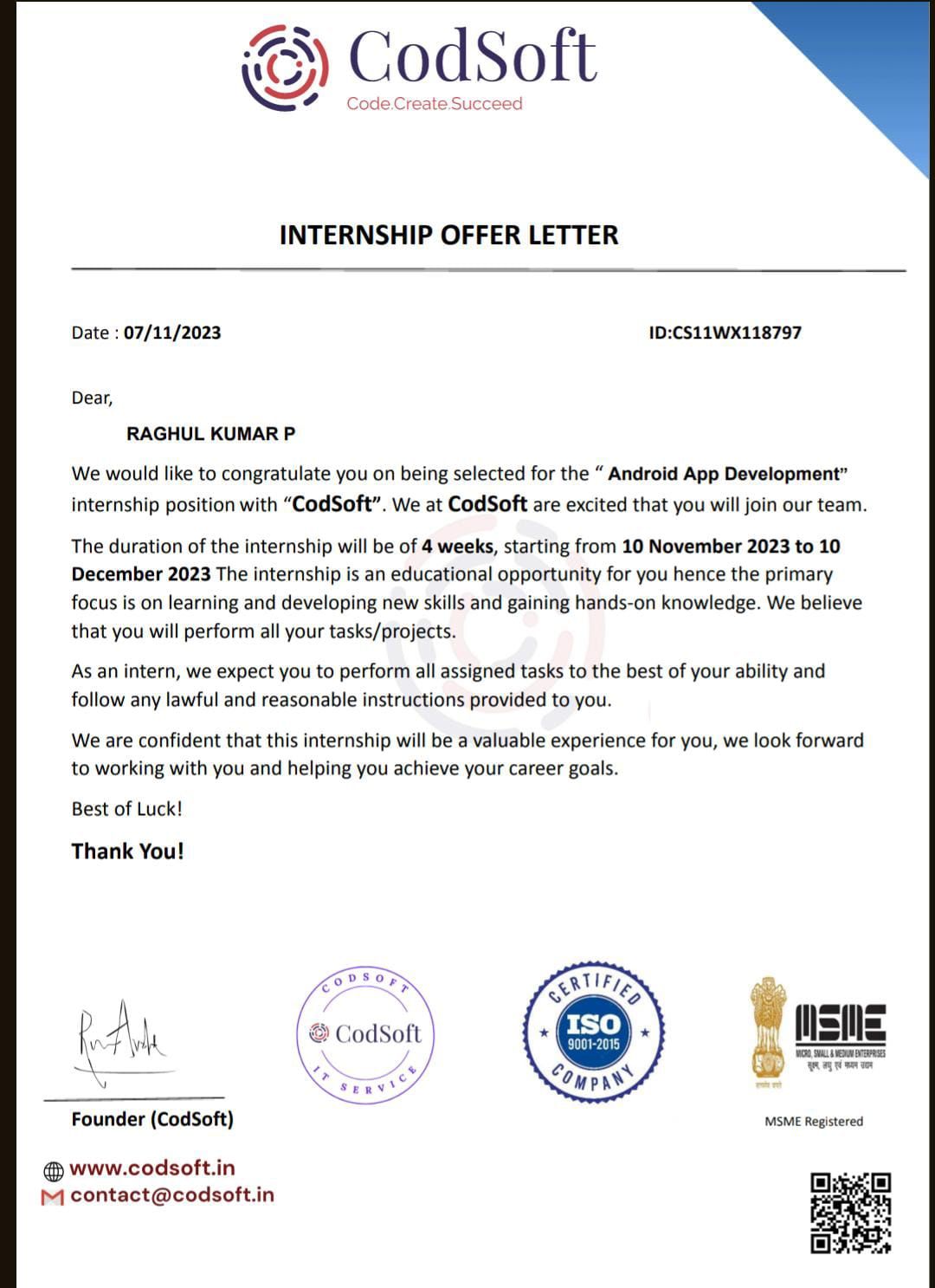 Raghul Kumar P on LinkedIn: #codsoft #appdevelopment #codsoft # ... Raghul Kumar P on LinkedIn: #codsoft #appdevelopment #codsoft # ...