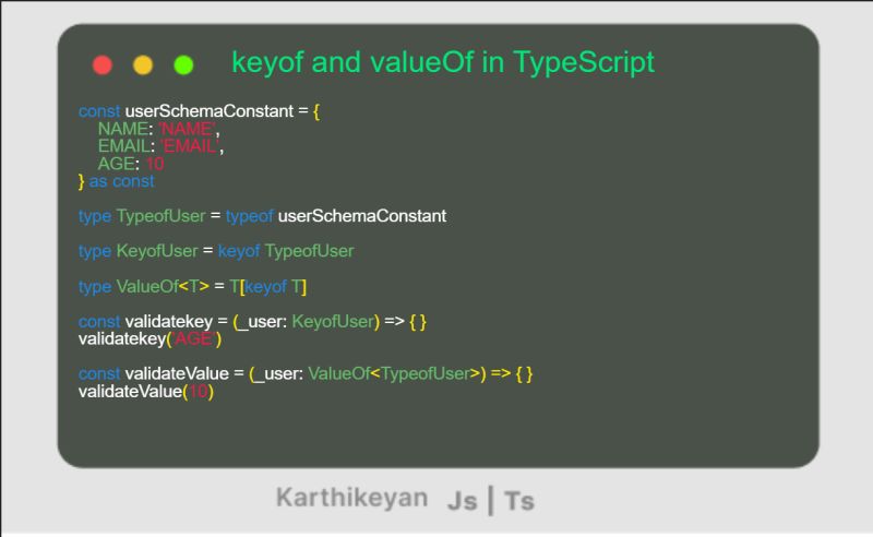 Karthikeyan Ganesh sankar on LinkedIn: #typescript #keyof #valueof Karthikeyan Ganesh sankar on LinkedIn: #typescript #keyof #valueof