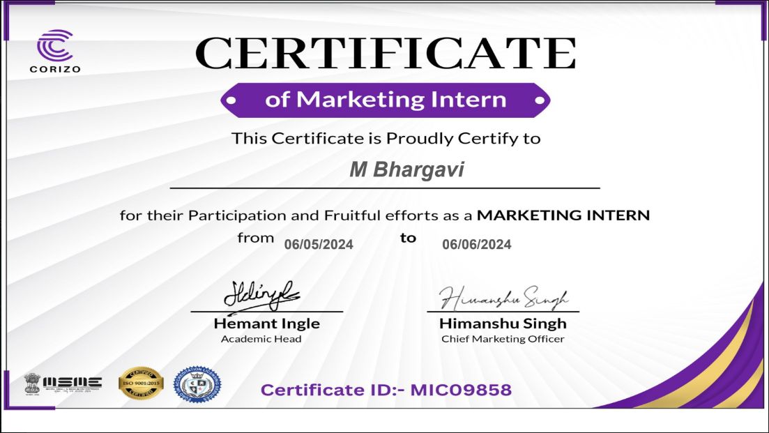 MORLA BHARGAVI on LinkedIn: #corizo #digitalmarketing #internship MORLA BHARGAVI on LinkedIn: #corizo #digitalmarketing #internship