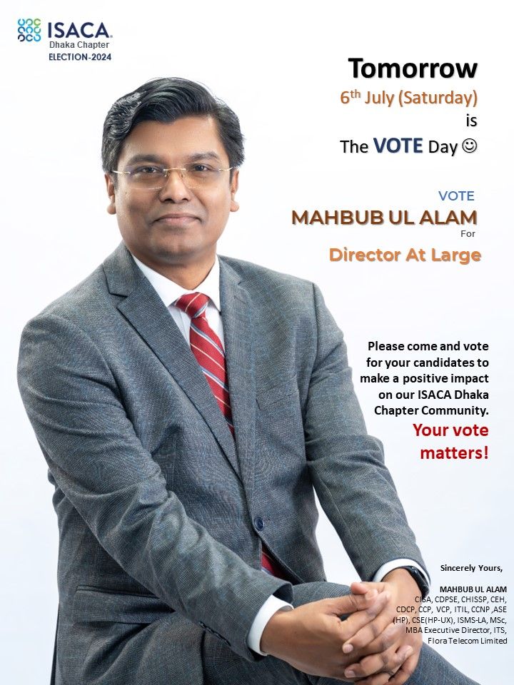 Mahbub Ul Alam CISA, CHISSP, PMP, CDPSE, CCNP, CEH, ITIL,ISO LA on ... Mahbub Ul Alam CISA, CHISSP, PMP, CDPSE, CCNP, CEH, ITIL,ISO LA on ...