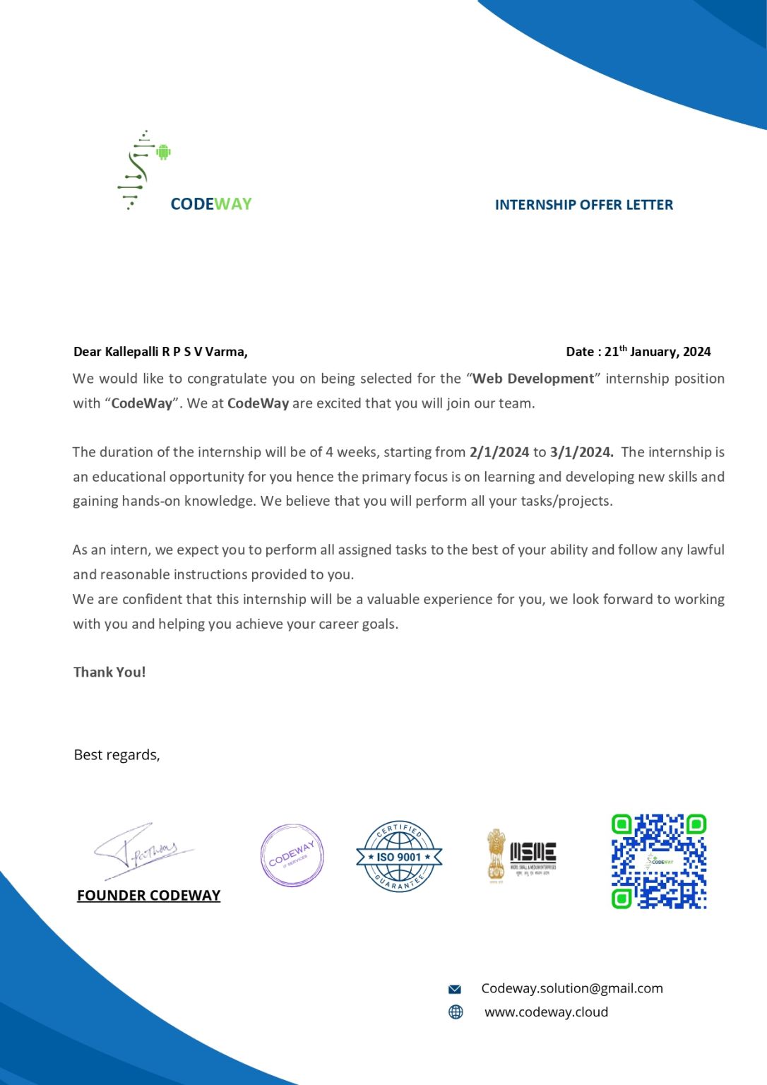 Pavan Varma Kallepalli on LinkedIn: #internship #newbeginnings #career ... Pavan Varma Kallepalli on LinkedIn: #internship #newbeginnings #career ...