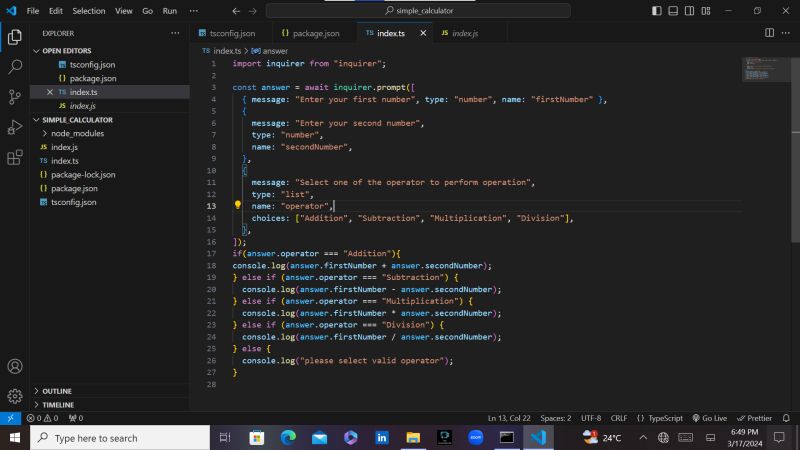 MUHAMMAD TAHA on LinkedIn: simple calculator with Typescript Node.js ... MUHAMMAD TAHA on LinkedIn: simple calculator with Typescript Node.js ...